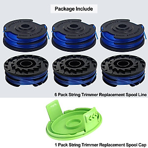 Mifyca 29082 29242 String Trimmer Spool Dual Line Compatible with Green-Works 20V 40V Electric String Trimmers 21212 21272, 27ft 0.065” Dual Line with 3411546A6 Cap Covers (6 Spools+1 Cap)
