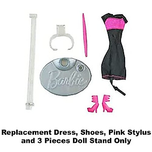 Replacement Parts for Barbie Digital Dress Doll - Y8178 ~ Replacement Parts ~ Includes Dress, Shoes, Pink Stylus and 3 Pieces Doll Stand