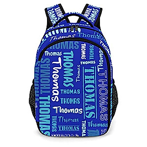 XOZOTY Navy Blue Backpack Personalized with Name for Men Women Shoulder Bag Laptop Bag Bookbag