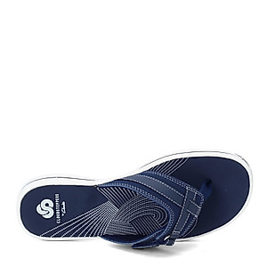 Clarks Women's Breeze Sea Flip-Flop, Navy Synthetic, 11