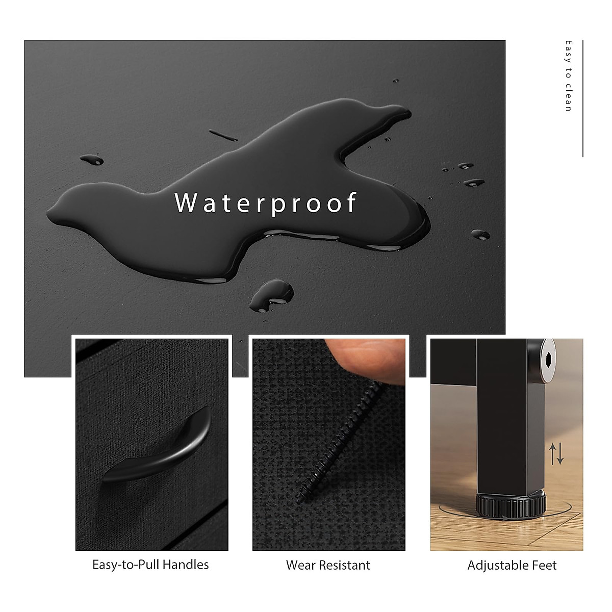 Sweetcrispy Dresser, Tall Dresser for Bedroom, Drawer Dresser Organizer Storage Drawers with 10 Drawers, Chest of Drawers with Fabric Bin, Steel Frame, Wood Top for Bedroom, Closet, Entryway