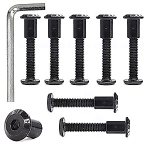 cSeao 10-Pack M6 x 45mm Black Hex Socket Cap Furniture Joint Connecting Bolts Barrel Cap Nuts Kit for Chairs Bed Crib