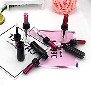 Healthcom 10 Pcs 5ml Empty Clear Wine Shaped Lip Gloss Tube Plastic Mini Refillable Lipgloss Bottles Container Lip Glaze Tube Vials DIY Makeup Liquid Lipstick Bottle Container Red Lid Cosmetic Tube