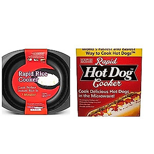 Rapid Rice Cooker | Microwave Rice Blends in Less Than 3 Minutes | Perfect for Dorm, Small Kitchen, or Office | Dishwasher-Safe, Microwaveable, & BPA-Free (Black, 1 Pack)