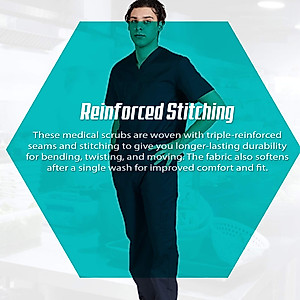 M&M SCRUBS Men Scrub Set Medical Scrub Top and Pants M Black