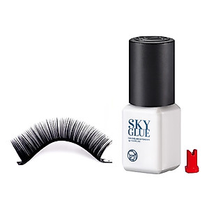 2 Bottles Sky Glue D for Eyelash Extension 5ml - Professional Powerful Strong Black Eyelash Individual Extension Adhesive / 1-2s Fast Drying / 5-6 Weeks Lasting time TUBeauty
