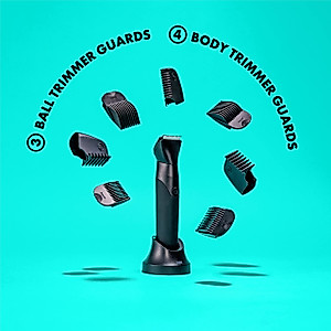 Ballsy B2 Groin & Body Trimmer for Men, Includes 2 Quick Change Heads, Waterproof, Cordless Charging Base for The Ultimate Close Shave