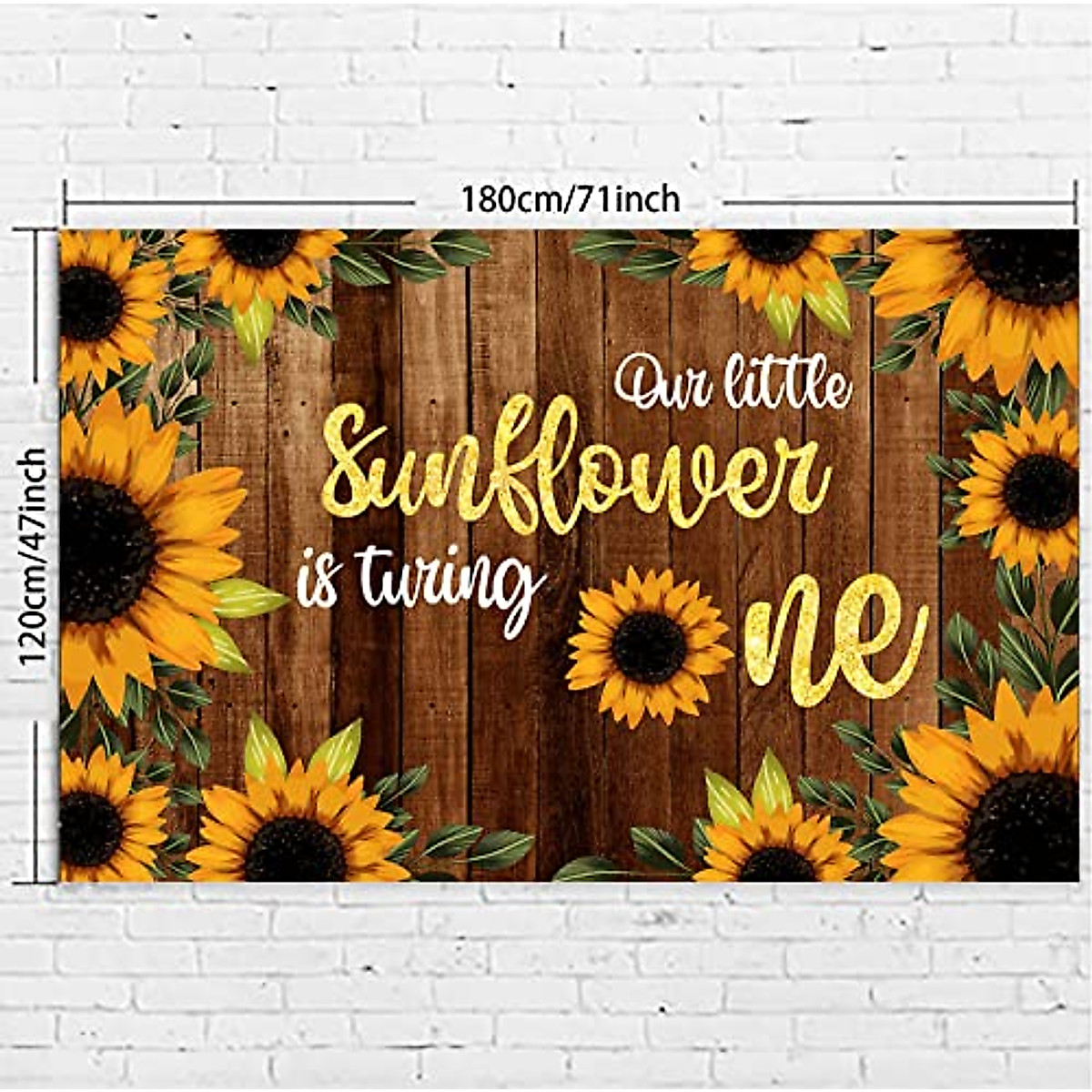 Our Little Sunflower is Turning One Rustic Wood Banner Backdrop Sunflowers Flowers Fall Theme Party Decor Decorations for Autumn Holiday Festival Girls Boys 1st Birthday Party Baby Shower Supplies