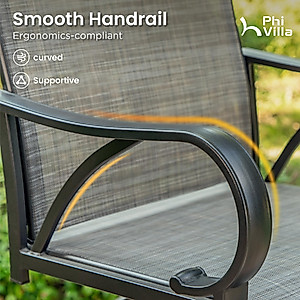 PHI VILLA Outdoor Swivel Bar Stools Set of 4, High Top Patio Bar Stools & Chairs with Armrest & Textilene Fabric for Outside, Grey