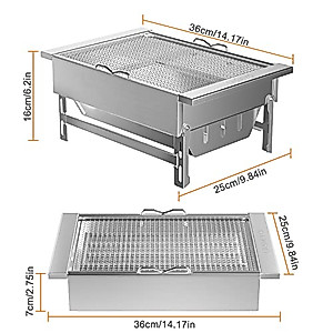 LASIEYO Portable Charcoal Grill, Desk Tabletop Stainless Steel Folding Smoker Barbecue Camping Grill, IGT Camping Table BBQ Grill with Storage Bag for Outdoor Cooking Camping Hiking Picnics Party