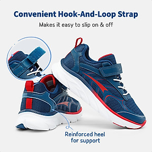 DREAM PAIRS Boys Girls Tennis Shoes Sneakers for Kids Athletic Running Shoes Lightweight Breathable Walking Shoes,Size 12 Little Kid,NAVY/RED,SDRS2326K