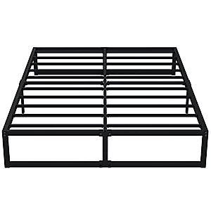 EMODA 12 Inch California King Bed Frames Heavy Duty Metal Cal King Platform with Steel Slats Support, No Box Spring Needed, Noise Free, Black
