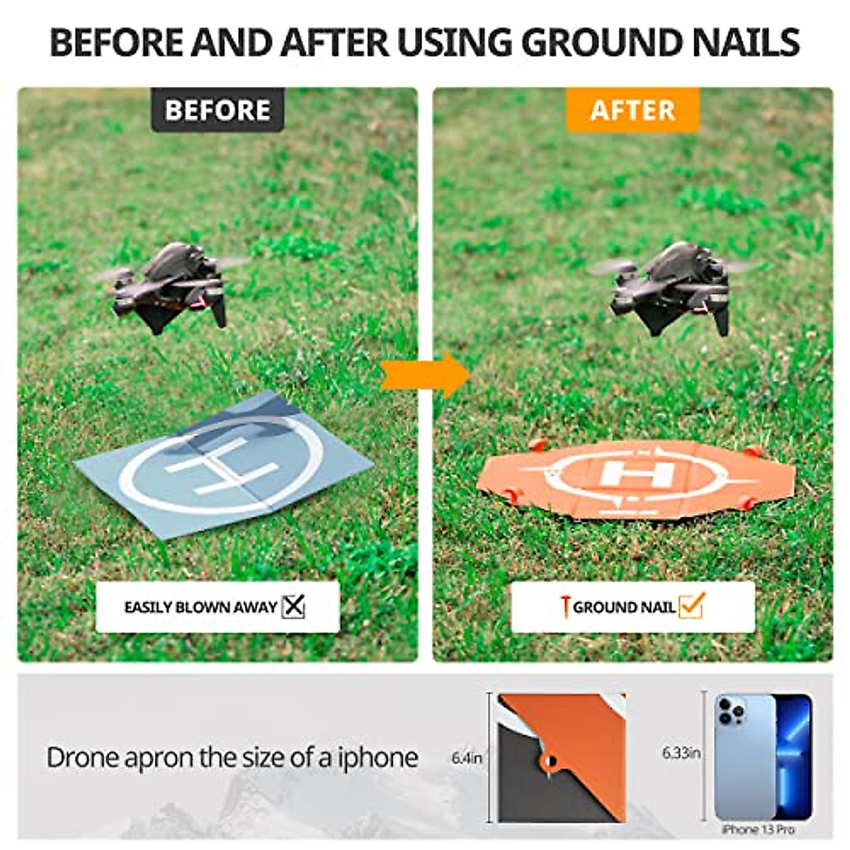 STARTRC Drone Landing Pad, Double-Sided Colors Waterproof 20 inch Helipad for DJI Mini 4K/Mini 4 Pro/Avata 2/Air 3/Mini 2 SE/Mini 3 Pro/Mavic Air 2S/Avata/RC Drone Accessories