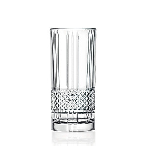 Barski Highball - Glass - Set of 6 - Hiball Glasses - Glass Crystal - Beautiful Designed - Drinking Tumblers - for Water, Juice, Wine, Beer and Cocktails - 13 oz Made in Europe