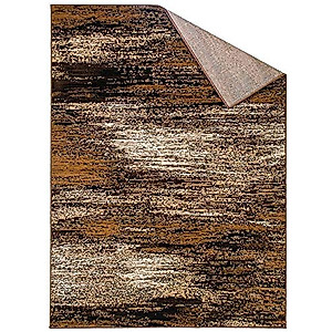 Champion Rugs Modern Rugs for Living Dining Room Abstract Brush Area Rug Brown Mocha (8 Feet X 10 Feet)