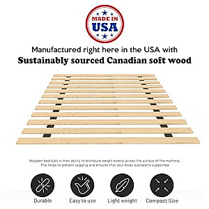 Spring Solution, 0.68-Inch Horizontal Mattress Support Wooden Bunkie Board/Bed Slats, Twin(39"), Beige