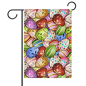 Naanle Colorful Easter Eggs Double Sided Polyester Garden Flag 28 x 40 Inches, Spring Easter Holiday Decorative Large House Flag for Party Yard Home Decor