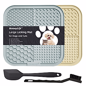 MateeyLife 2PCS Large Lick Mat for Dogs with Suction Cups, Slow Feeder Dog Bowls, Dog Lick Mat for Anxiety Relief, Dog Toys to Keep Them Busy, Dog Enrichment Toys for Bathing, Cat Lick Pad for Boredom