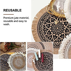 VOSAREA Desk Decor Desk Decor Decorative Place Mat 1Pc Jute Table Mat Stylish Cup Mat Photo Prop Household Linen Cloth Table Mat Round Placemat Rustic Home Decor Rustic Home Decor