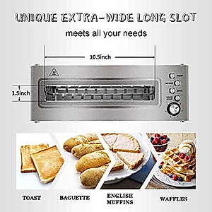Toaster 2 Slice, CUSIMAX Toaster Long Slot with Glass Window Bagel Toasters, Artisan Bread Toaster Stainless Steel Wide Slot with Automatic Lifting, Slide-out Glass Panel and Removable Crumb Tray, Black Toaster