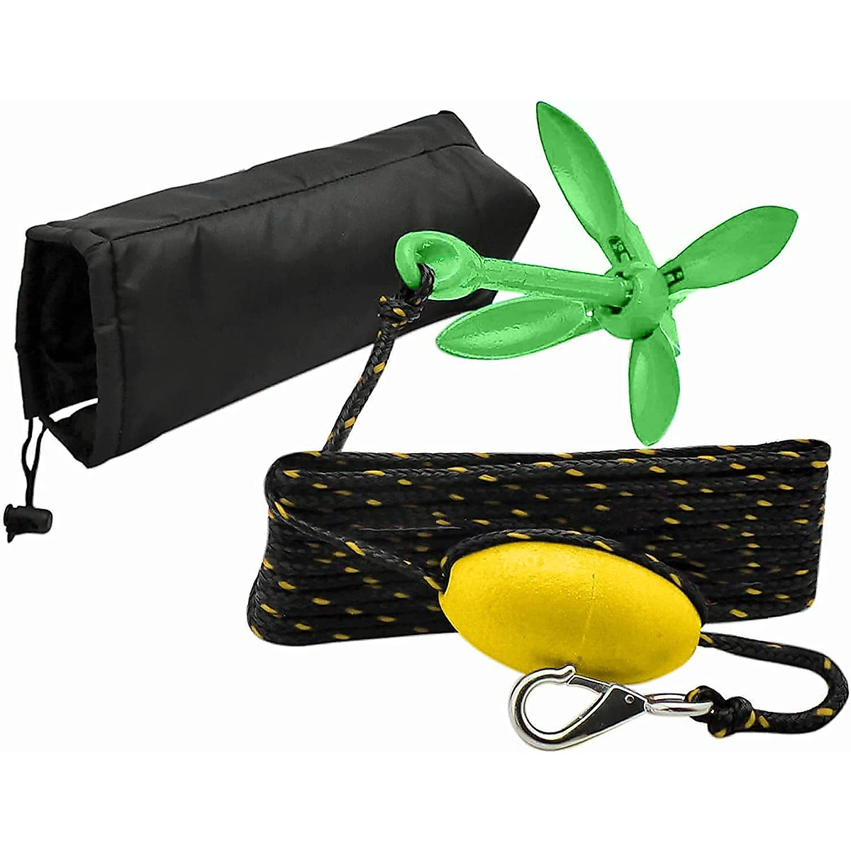 XIALUO Marine Green Kayak Anchor Kits 7 lb Folding Anchor Accessories with 50 ft Rope for Fishing Kayaks, Canoe, Jet Ski, SUP Paddle Board and Small Boats