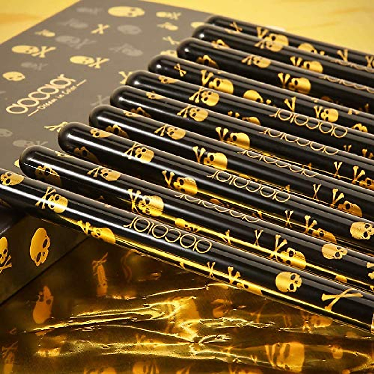 Docolor Eye Makeup Brushes 10Pcs Skull Printed Eyeshadow Makeup Brush Set Blending Concealer Eyebrow Eye Liners Premium Synthetic Eyeshadow Crease Brow Brush