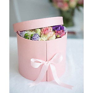 UNIKPACKAGING Premium Quality Round Flower Box, 2 TIER Gift Box with Lid, Size 7.8 dia. x 7 inch for Luxury Style Flower Arrangements (Pink)