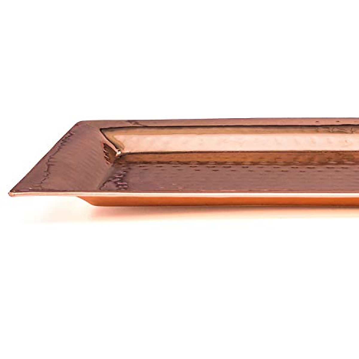 Colleta Home Hammered Tray – Set of 2, Serving Platter 16x8 Inch, Rectangular Serving Dish 12x6 Inch, Pure Copper, Stackable - Nesting Trays (2 Pack Copper Rectangle)
