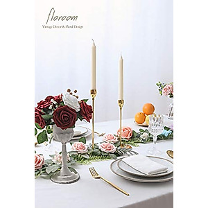 floroom Artificial Flowers 25pcs Real Looking Blush Foam Fake Roses with Stems for DIY Wedding Bouquets Bridal Shower Centerpieces Party Decorations