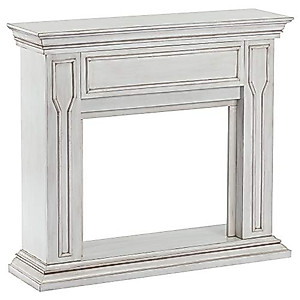 e-Flame USA Breckenridge Electric Fireplace Stove Mantel Surround - 41-inch - Rustic White Finish