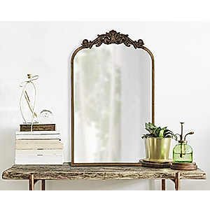 Kate and Laurel Arendahl Traditional Arch Mirror, 19" x 30.75", Gold, Baroque Inspired Wall Decor
