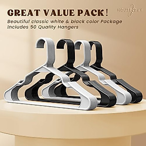HOUSE DAY White Plastic Hangers 60 Pack, Plastic Clothes Hangers Space Saving, Sturdy Clothing Notched Hangers, Heavy Duty Coat Hangers for Closet, Laundry Hangers for Adult Coat, Suit, Shirt, Dress