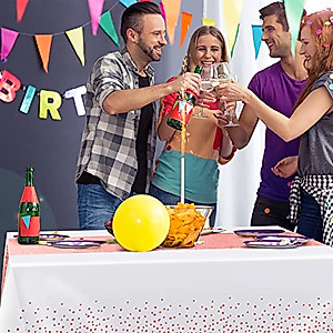 HAOBAOBEI Rose Gold Tablecloth Sequin Table Runner Set, Plastic Table Cloths Pink White Party Decorations, Rectangle Glitter Table Cover for Birthday Wedding Anniversary Parties Supplies (54x108 inch)