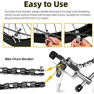 Mardatt 8Pcs Bike Repair Tool Kit Includes Bike Crank Extractor, Spoke Wrench, Bottom Bracket Remover, Cassette Removal Tool, Chain Breaker, Spanner Wrench, Flywheel Chain Removal Tool