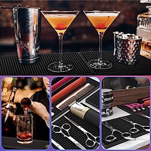 Noverlife 2PCS Barber Work Station Mat for Salon, Flexible PVC Heavy Duty Antiskid Rubber Mat for Stations, Service Mat Cushion for Bar, Heat-Resistant Pad Tools for Styling Hair Dryers Hair Trimmers