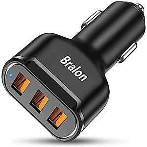 USB Car Charger,Bralon 24W/4.8A 3-Port Fast Car Charger Smart Phone Car Charger Compatible with iPhone 11/11 Pro(Max)/XS(Max)/X/8 7 6 S Plus,Galaxy Note S10 S9 S8 S7 S6,iPad,Mp3&More