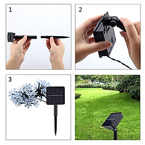 SANSUN®Solar Outdoor String Lights,22ft 50 LED Waterproof Solar Powered String Flower Fairy Lights Christmas Lights for Home, Gardens, Lawn, Patio, Halloween, Christmas Trees, Weddings, Parties (Red)