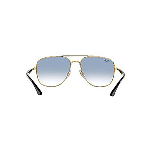 Ray-Ban RB3683 Square Sunglasses, Black On Gold/Clear Gradient Blue, 56 mm