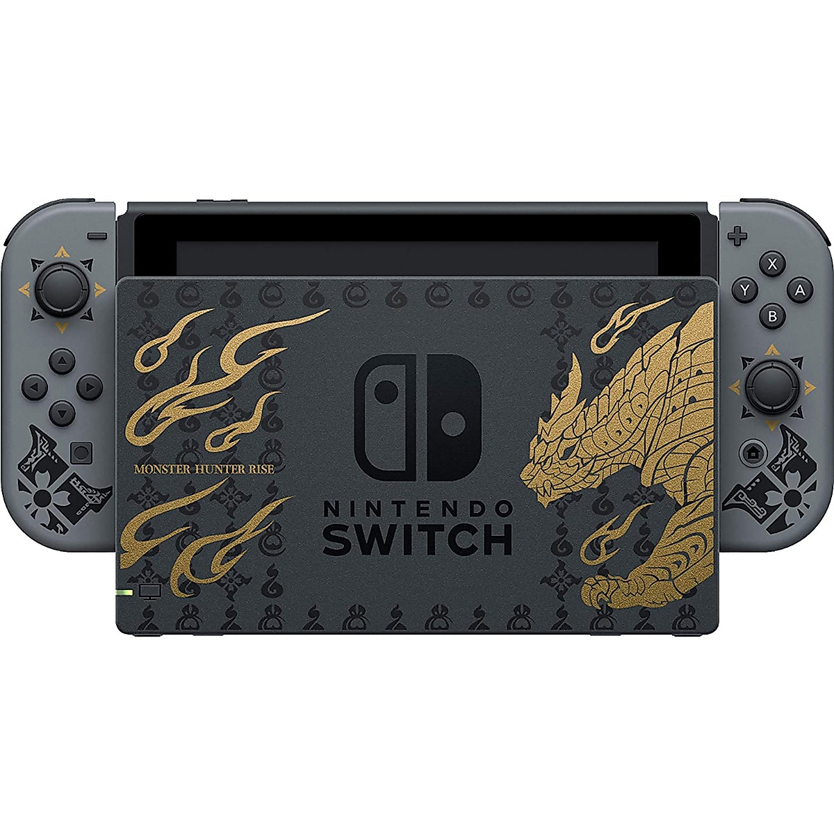 Newest Nintendo Switch Monster Hunter Rise Deluxe Edition with Gray Joy-Con, 6.2" Multi-Touch 1280x720 Display, with 128GB microSD Card and Carrying Case and Microfiber Cloth Bundle