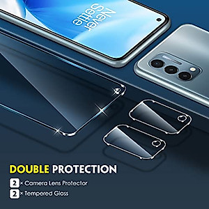 UniqueMe [2+2 Pack] Compatible with OnePlus Nord N200 5G Screen Protector Tempered Glass and Camera Lens Protector [Case Friendly][Anti-Scratch]