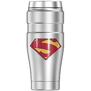 THERMOS Superman New 52 Shield Logo STAINLESS KING Stainless Steel Travel Tumbler, Vacuum insulated & Double Wall, 16oz