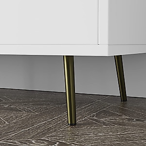 AIEGLE TV Stand with Storage, Modern 69" Gaming Entertainment Center with 2 Doors, Wood Media Stand for for 65/70/75 Inch TV, TV Console Table for Living Room, White