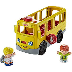 Fisher-Price Little People Musical Toddler Toy Sit with Me School Bus with Lights Sounds & 2 Figures for Pretend Play Kids Ages 1+ Years