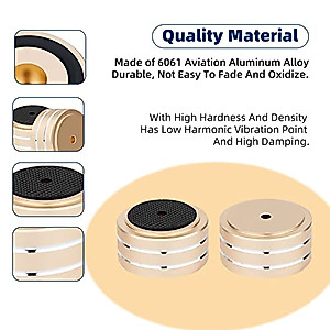 Monosaudio 4Pcs Speaker Isolation Feet Turntable Feet 40x20mm Turntable Audio Isolation feet Replacement with Non-Slip Rubber Rings for Speakers,Amps,Subwoofers,Home Theater,Turntable（Rose Gold）