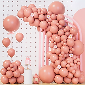 140Pcs Dusty Pink Balloons Vintage Dusty Pink Balloon Garland Arch Kit 5/10/12/18 Inch Matte Latex Dusty Pink Balloons Different Sizes as Birthday Baby Shower Wedding Bridal Shower Party Decorations