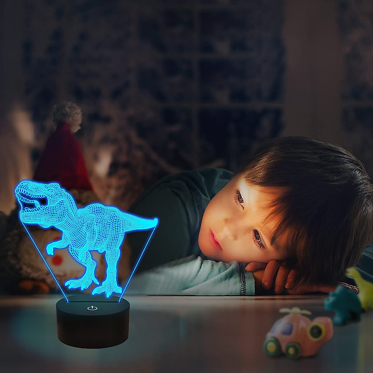 Dinosaur Gifts, Night Light for Kids Dinosaur T-rex 3D Night Light Bedside Lamp with Remote Control 16 Color Changing Xmas Halloween Birthday Gift for Child Baby Boy