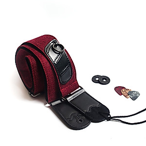 Guitar Strap For Bass, Electric & Acoustic Guitar, Strap Locks Included (Red) One Size LMR00_030