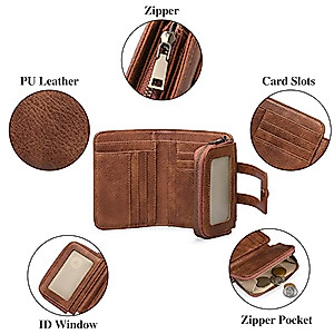 GAEKEAO Leather Credit Card Holder Wallet for Women RFID Blocking Large Capacity Bifold Zipper Card Case Organizer with Wristlet 32 Slots