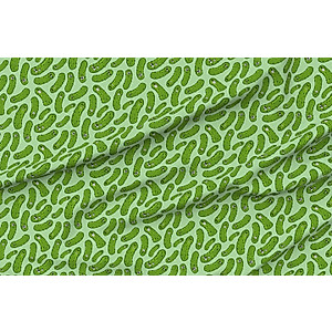 Spoonflower Fabric - Pretty Pickles Pickled Cucumbers Jars Faces Printed on Petal Signature Cotton Fabric Fat Quarter - Sewing Quilting Apparel Crafts Decor
