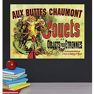 PalaceLearning Jouets Poster (as seen in Monica's Apartment on Friends) - Aux Buttes Chaumont Jouets by Jules Cheret 1885 - Vintage Art Print (Laminated, 18" x 24")